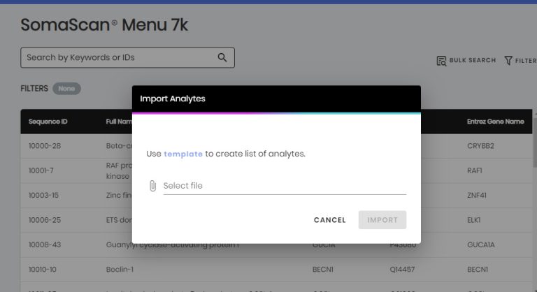 SomaScan Menu - SomaLogic