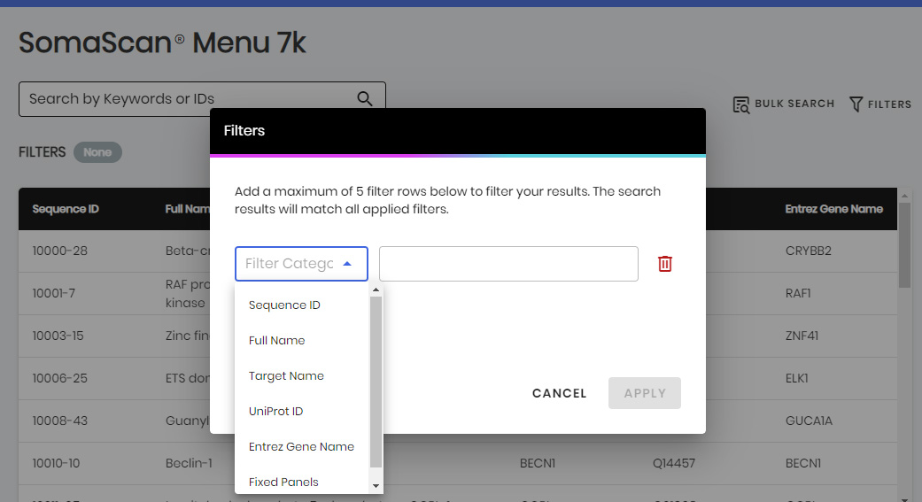 SomaScan Menu - SomaLogic