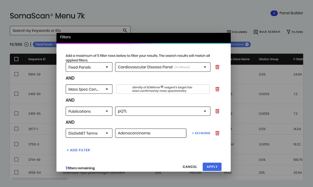SomaScan Menu - SomaLogic